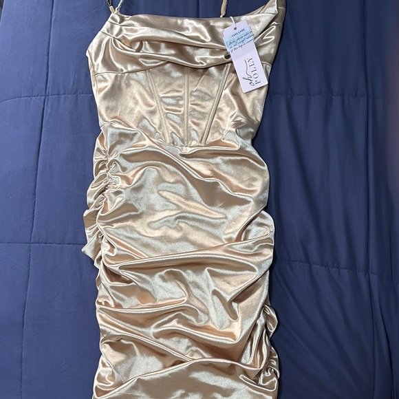 Oh Polly | Dresses | Elegant Gold Satin Oh Polly Dress Brand New | Poshmark